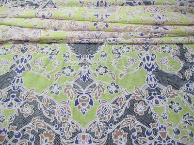 China Unique Floral Polyester Lace Curtain Fabric Cotton With Eco-friendly Dyeing for sale
