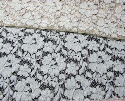 China Grey Elastic Cord Lace Material / Floral Viscose Nylon Cotton Fabric CY-DK0011 for sale