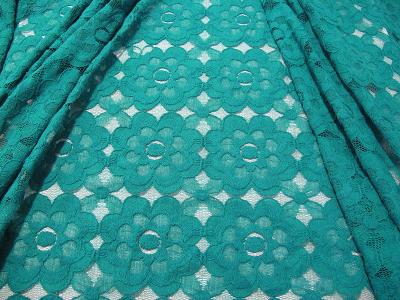 China Beautiful Green Cotton Nylon Lace Fabric Mesh Eco friendly CE SGS SYD-0008 for sale