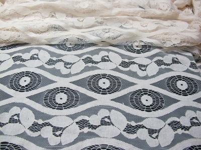China Soft Ivory Cotton Nylon Voile Lace Fabric , Floral Lace Mesh Fabric SYD-0012 for sale