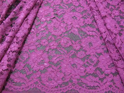 China Elegant Purple Crochet Flower Lace Fabric Nylon Rayon Material For Garment for sale