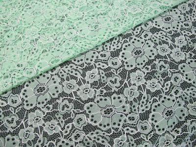 China Custom Durable Cotton Nylon Embroidered Lace Fabric Green Flower Pattern for sale