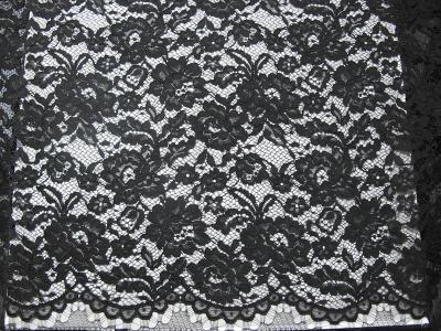China Heavy Corded Lace Fabric Black for sale