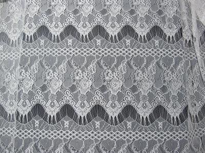 China White Floral Nylon Lace Fabric Eyelash Lace Trim For Lady Dress for sale