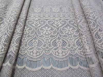 China Grey Eyelash Knitted Cotton Nylon Stretchy Lace Fabric Thick Flower For Lady Dress for sale