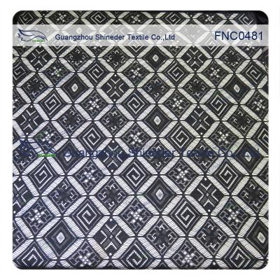 China Black Rhombic Wedding Rayon Nylon Lace Fabric for sale