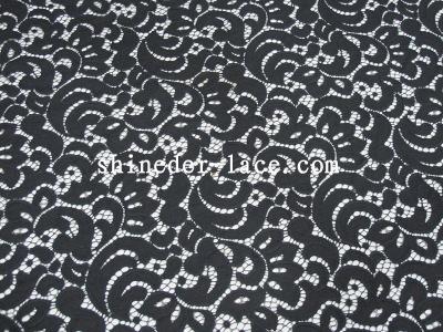 China Black Flower Cotton Nylon Lace Fabric Eco Friendly AZO Free Dyeing SYD-0036Z for sale