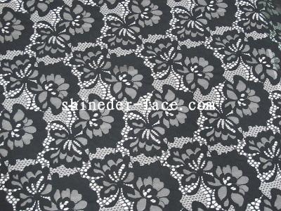 China Black Cotton Nylon Lace Fabric Simple Flower Hollow Design For Apparel SYD-0174 for sale