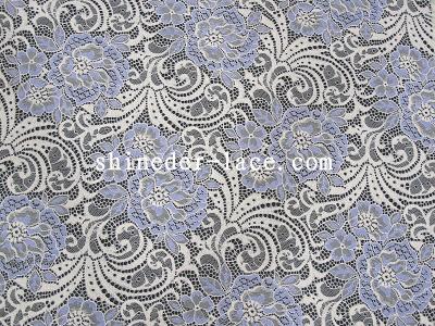 China Light Purple And White Cotton Nylon Lace Fabric Rayon Big Flower Design For Fashion SYD-0183 for sale