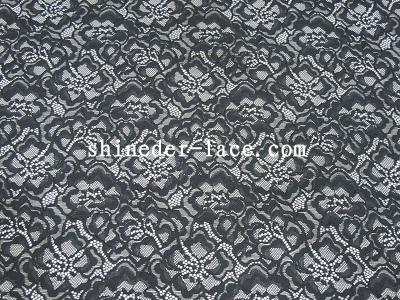 China Custome Design Black Stretch Lace Fabric Allover Flower For Women SYD-0184 for sale