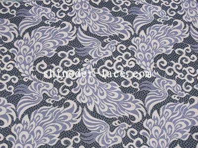 China Unique Phoenix Pattern Deisgn Cotton Nylon Lace Fabric Purple/Ivory Noble For Apparel SYD-0187 for sale