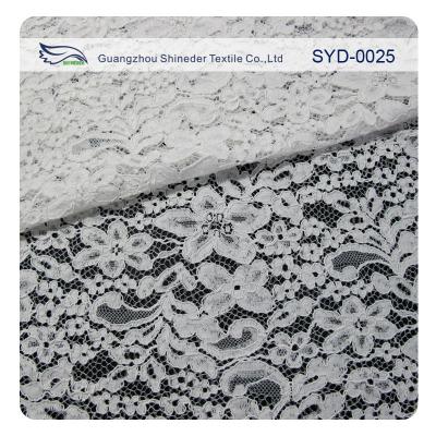 China Cotton Stretch Corded Lace Fabric Scallop Lace Dress For Garment for sale