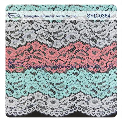 China Nylon Polyester Corded Scalloped Lace Fabric / Floral Lace Fabric Dress for sale