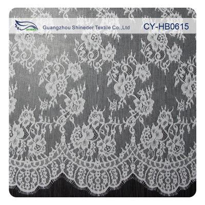 China White Flower Sewing Eyelash Lace Trim For Bridal Wedding Gown for sale