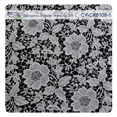China Chemical Polyester Lace Fabric , Flower Embroidery Lace For Bridal Dress for sale
