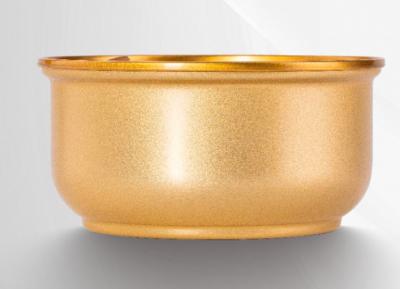 China Gold Coated Iron Bowl 98.90mm Inner Diameter 260g Weight 50mm Height with Easy-Peel Lid Options for sale