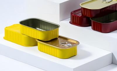 China 160ml Rectangular Tin Cans - Food-Grade Steel Impact Resistant Containers with Customizable Design Options for sale