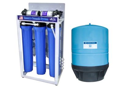 China 200GPD Commercial Reverse Osmosis Water Filter System with Quick-Fitting Blue Housing and Gooseneck Faucet for sale