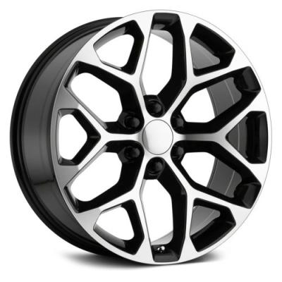 China 22inch Chevy Rims SnowFlake Black Machined Rim for sale