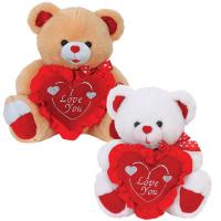 China 12 inch Valentines Day Teddy Bear with Flower and Heart Stuffed Plush Toy 30cm for sale