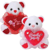 China 12 inch Valentines Day Teddy Bear with Flower and Heart Stuffed Plush Toy 30cm for sale