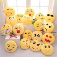 China 32cm Yellow Round Emoji Emoticon Stuffed Cushion Pillow Polyester Home Decoration 22 Styles for sale