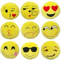 China 32cm Yellow Round Emoji Emoticon Stuffed Cushion Pillow Polyester Home Decoration 22 Styles for sale