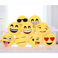 China 32cm Yellow Round Emoji Emoticon Stuffed Cushion Pillow Polyester Home Decoration 22 Styles for sale