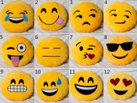 China Yellow Emoji Emoticon Round Stuffed Baby Sleeping Pillow 32cm Polyester for sale
