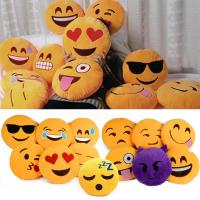 China Yellow Emoji Emoticon Round Stuffed Baby Sleeping Pillow 32cm Polyester for sale
