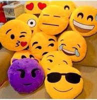 China Yellow Emoji Emoticon Round Stuffed Baby Sleeping Pillow 32cm Polyester for sale