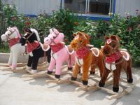 China Plush Rocking Horse with Sound and Moving Mouth Tail for Kids 75x28x65cm for sale