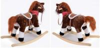 China Wooden Frame Rocking Horse with Sound Motion and LED Light for Kids 73cm for sale
