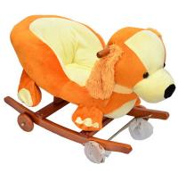 China Orange Plush Rocking Animal Toy with Music for Kids 60x33x55cm for sale