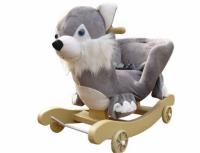 China Orange Plush Rocking Animal Toy with Music for Kids 60x33x55cm for sale
