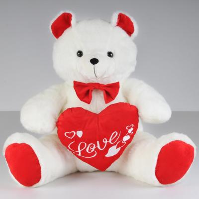 China Custom OEM 30cm Soft Plush Teddy Bear with Red Heart for Valentine's Day Gifts for sale