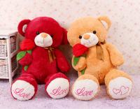 China 80cm Giant Red Teddy Bear Stuffed Animal Plush Toy with Rose Flower Jumbo Soft Gift for sale