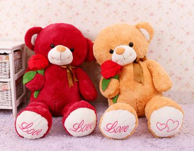 China 80cm Giant Red Teddy Bear Stuffed Animal Plush Toy with Rose Flower Jumbo Soft Gift for sale