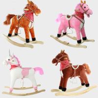China Children Rocking Horse Toy 73cm Sound Moving Mouth Tail LED Light Plush for sale