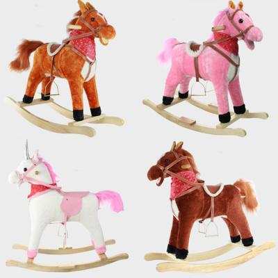 China Children Rocking Horse Toy 73cm Sound Moving Mouth Tail LED Light Plush for sale