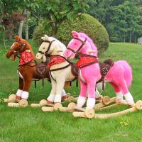 China Children Rocking Horse Toy 73cm Sound Moving Mouth Tail LED Light Plush for sale