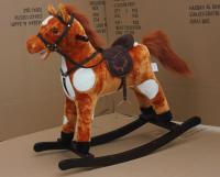 China Plush Rocking Horse with Sound and Moving Mouth Tail for Kids 75x28x65cm for sale