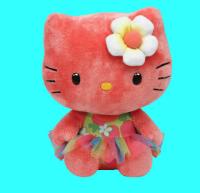 China 20cm Orange Hello Kitty Plush Toy Soft Stuffed Doll for Collection Gift OEM for sale