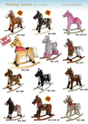 China Plush Rocking Horse with Sound and Moving Mouth Tail for Kids 75x28x65cm for sale