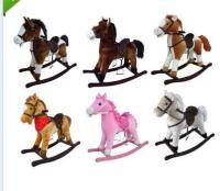 China Plush Rocking Horse 75x28x65cm Cute Baby Ride On Toy with Music OEM Custom for sale