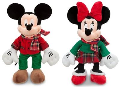 China 12 Inch Disney Mickey Mouse Christmas Plush Toy Soft Tartan Fabric OEM Custom for sale