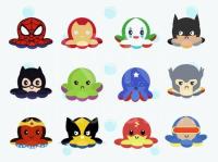 China Marvel Spiderman Reversible Octopus Plush Toy 20cm Double-Sided Flip Stuffed Batman Iron Man for sale