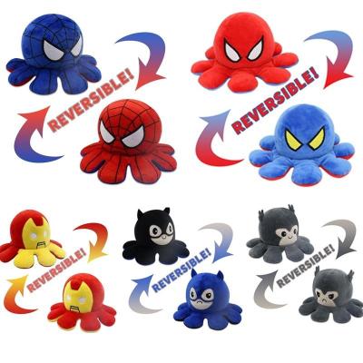 China Marvel Spiderman Reversible Octopus Plush Toy 20cm Double-Sided Flip Stuffed Batman Iron Man for sale