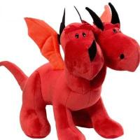 China Two Heads Dragon Plush Toy 25cm Soft Stuffed Animal Red Custom Logo OEM for sale