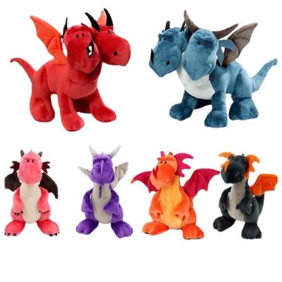 China Two Heads Dragon Plush Toy 25cm Soft Stuffed Animal Red Custom Logo OEM for sale